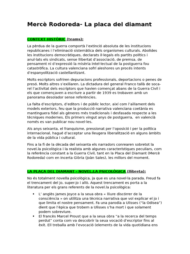 Plaça Del Diamant | PDF