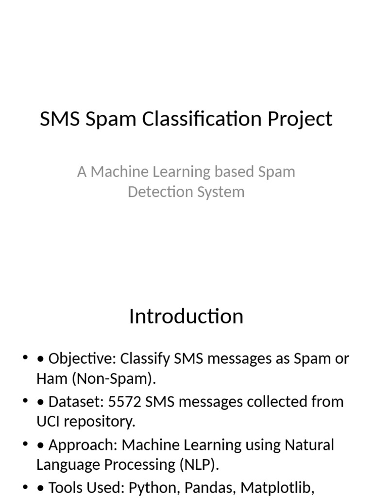 SMS Spam Classifier Presentation | PDF