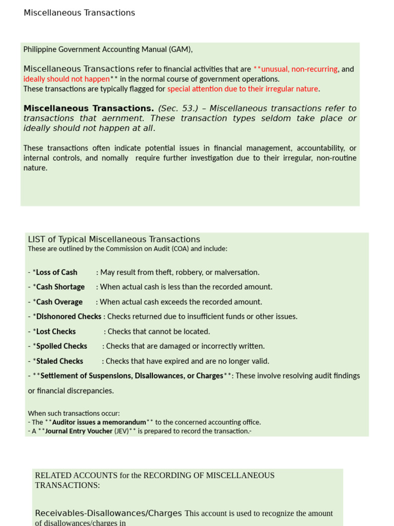 Philippine Government Miscellaneous Transactions | PDF | Cheque ...