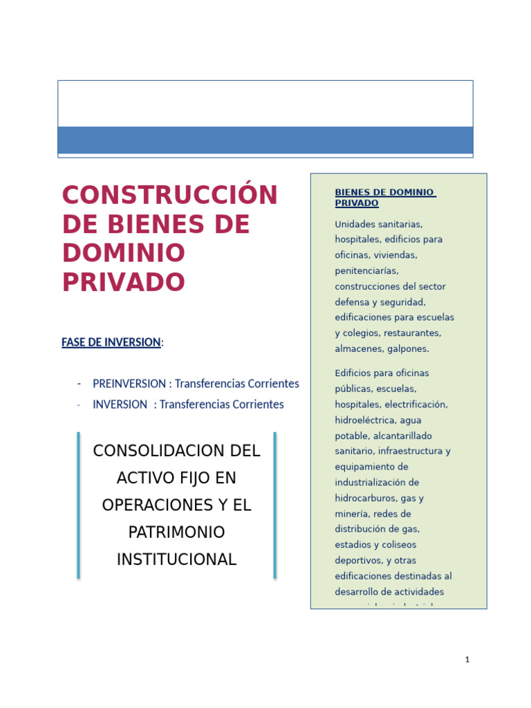 Bienes de Dominio Privado Con Recursos Corrientes y Estudio Con ...