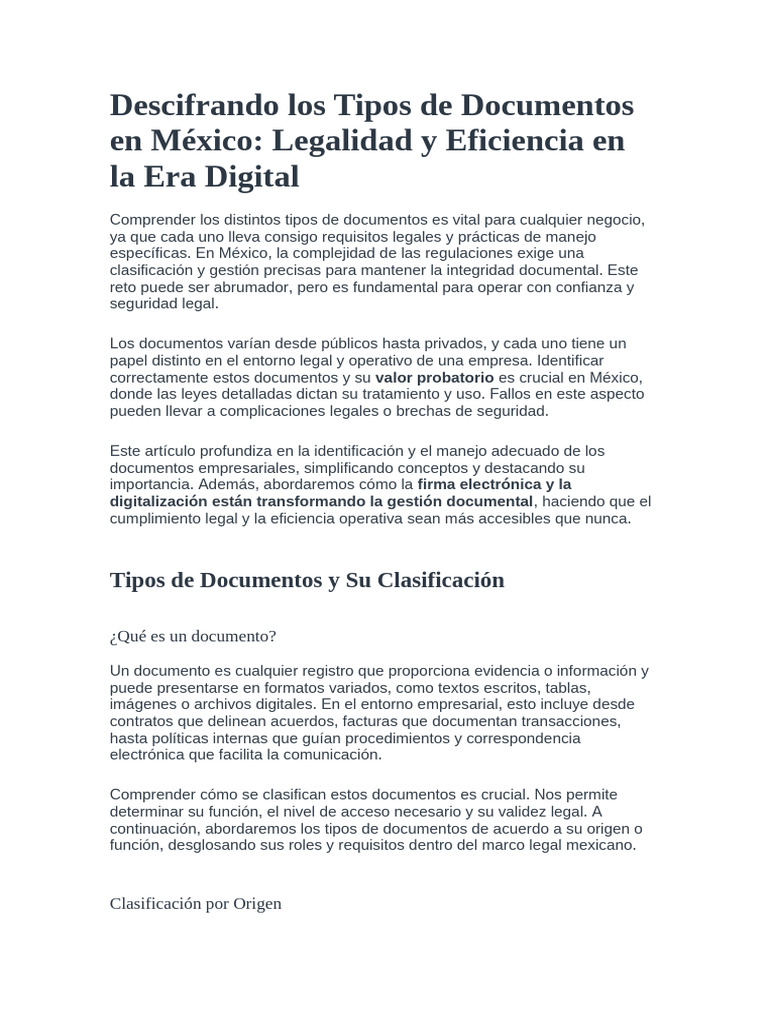 Descifrando Los Tipos de Documentos en México | PDF | Gestión de ...