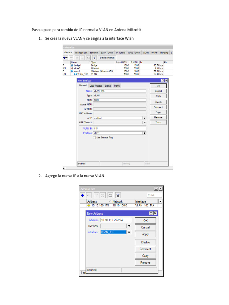Cambio de IP a VLAN en Antena Mikrotik | PDF