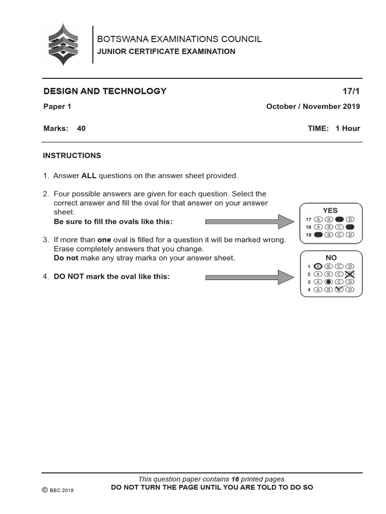 JCE Design and Technology Past Paper | PDF | Ductility | Mechanical ...