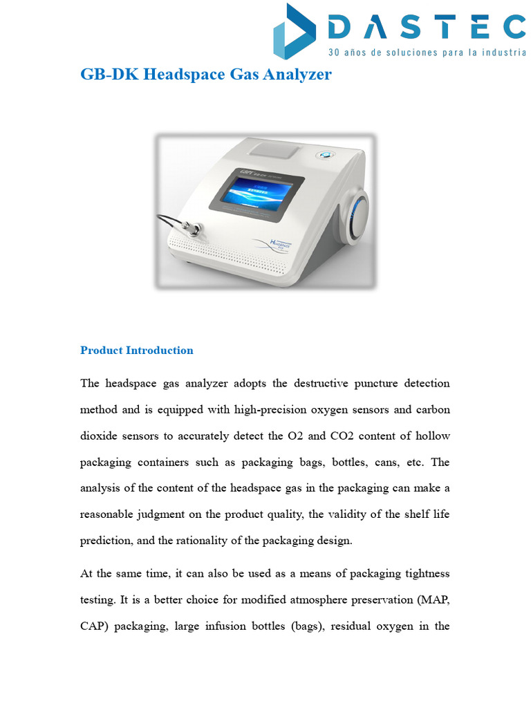 GB-DK Headspace Gas Analyzer Overview | PDF | Carbon Dioxide | Sensor