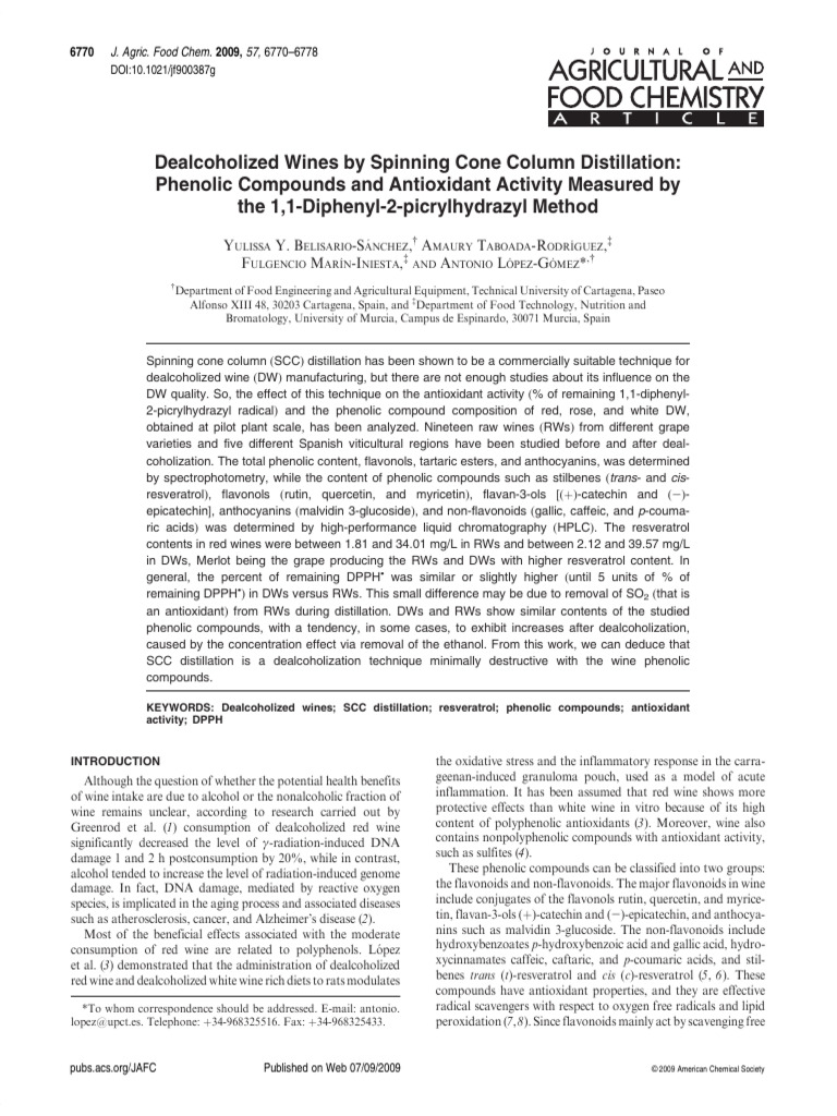 Dealcoholized Wines by Spinning Cone Column Distillation | PDF ...