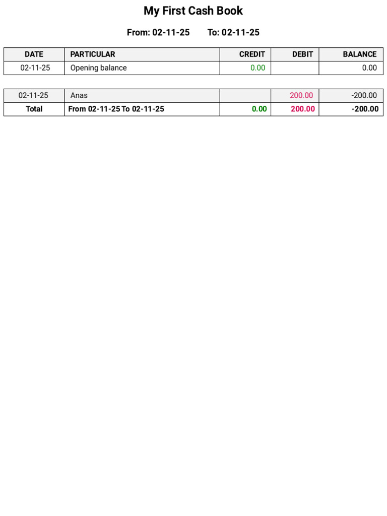 My First Cash Book-1 | PDF
