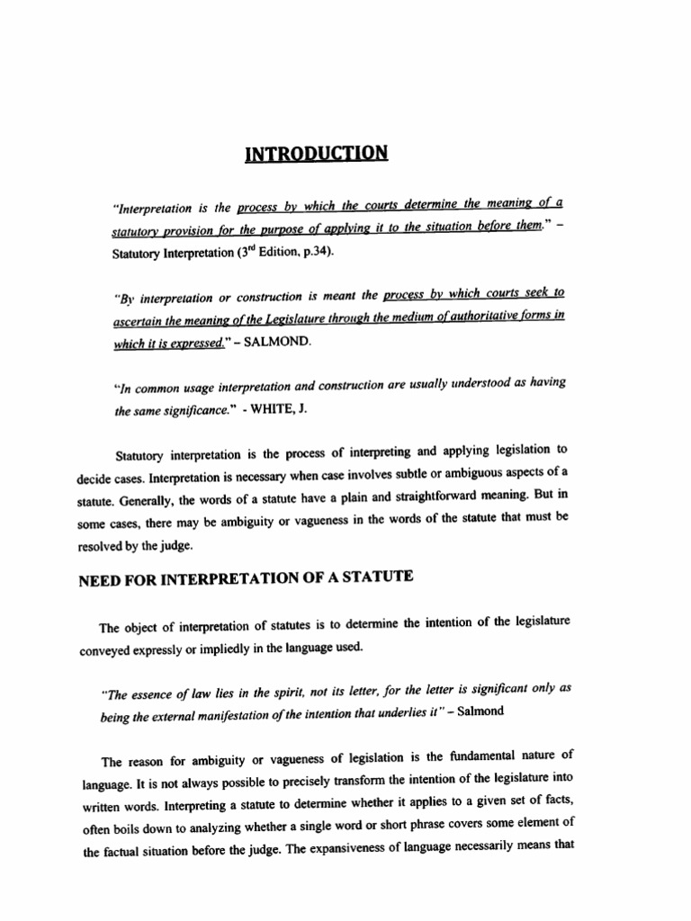 Need and Rules of Interpretation (Reading 1) | PDF