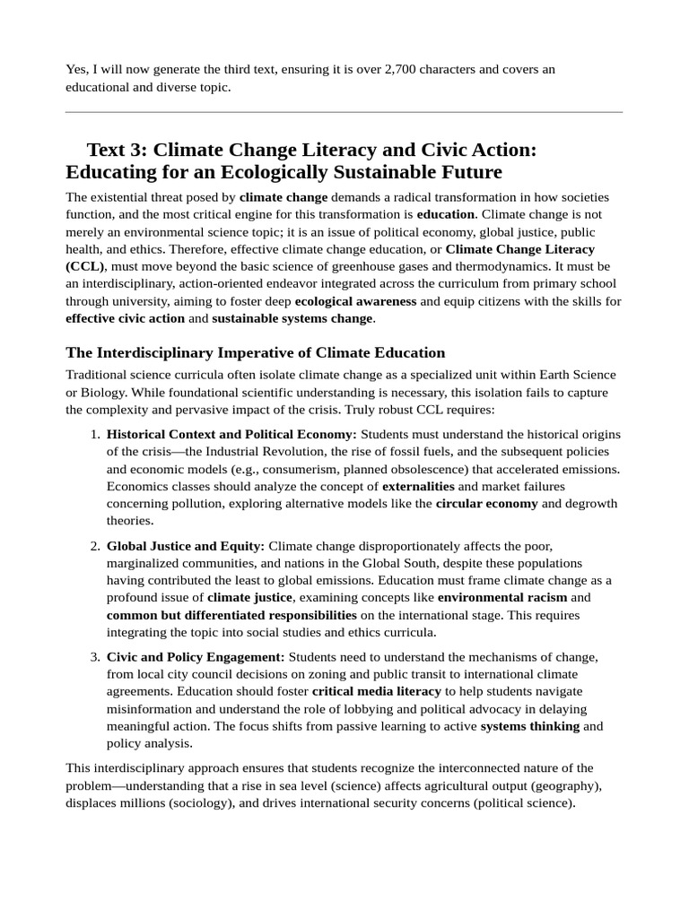 Climate Change Literacy for Civic Action | PDF | Climate Change ...