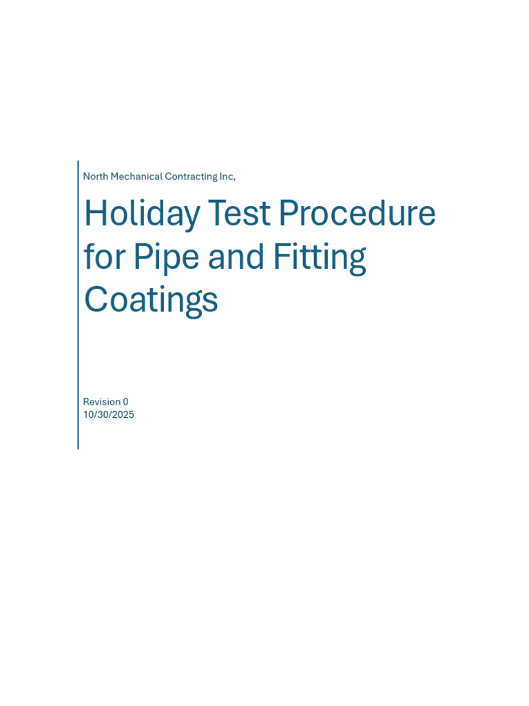 Holiday Testing for Pipe Coatings | PDF | Pipe (Fluid Conveyance ...