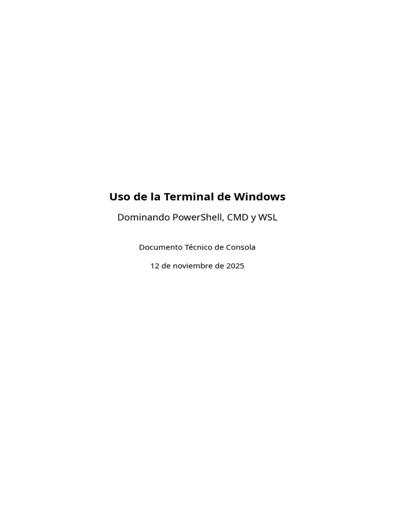 Uso de La Terminal de Windows PowerShell CMD WSL | PDF | Shell (informática) | Lenguaje de escritura