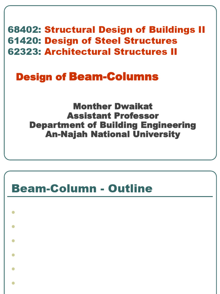 Design beam-column | PDF | Buckling | Bending