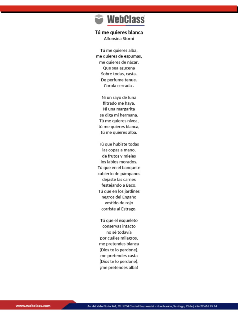 15 TeBWHZUM Texto de Apoyo. Tu Me Quieres Blanca | PDF