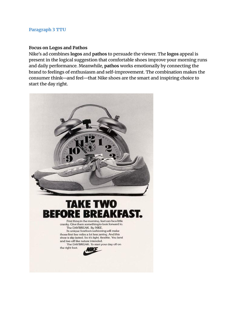 Nike's Use of Logos and Pathos in Ads | PDF