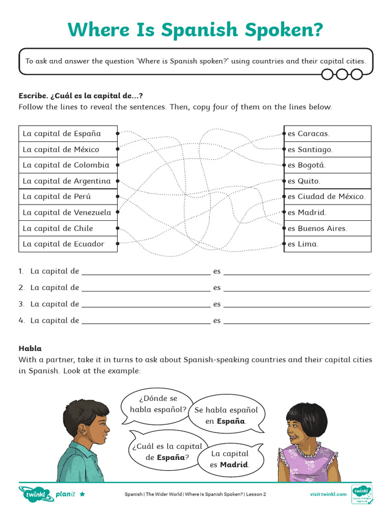 Where is Spanish Spoken Activity Sheet | PDF | Spanish Language ...