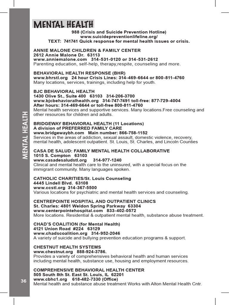 Mental Health Resources in St. Louis | PDF | Mental Health | Mental ...