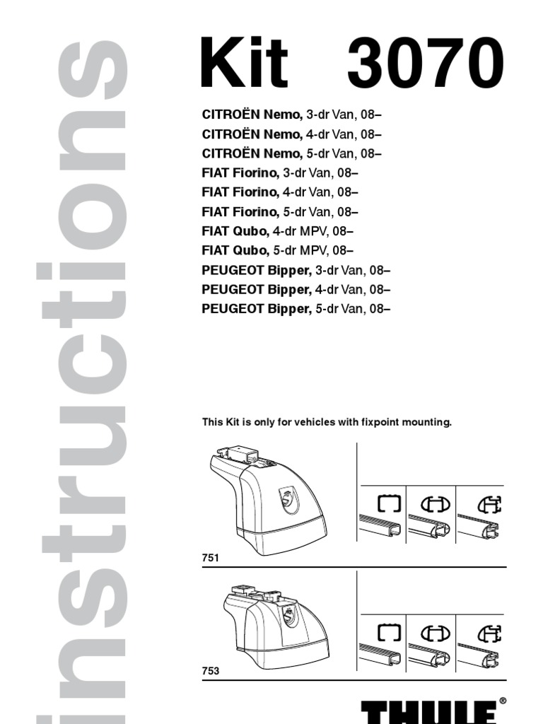 This Kit Is Only For Vehicles With Fixpoint Mounting.: ISO 11154-E ...