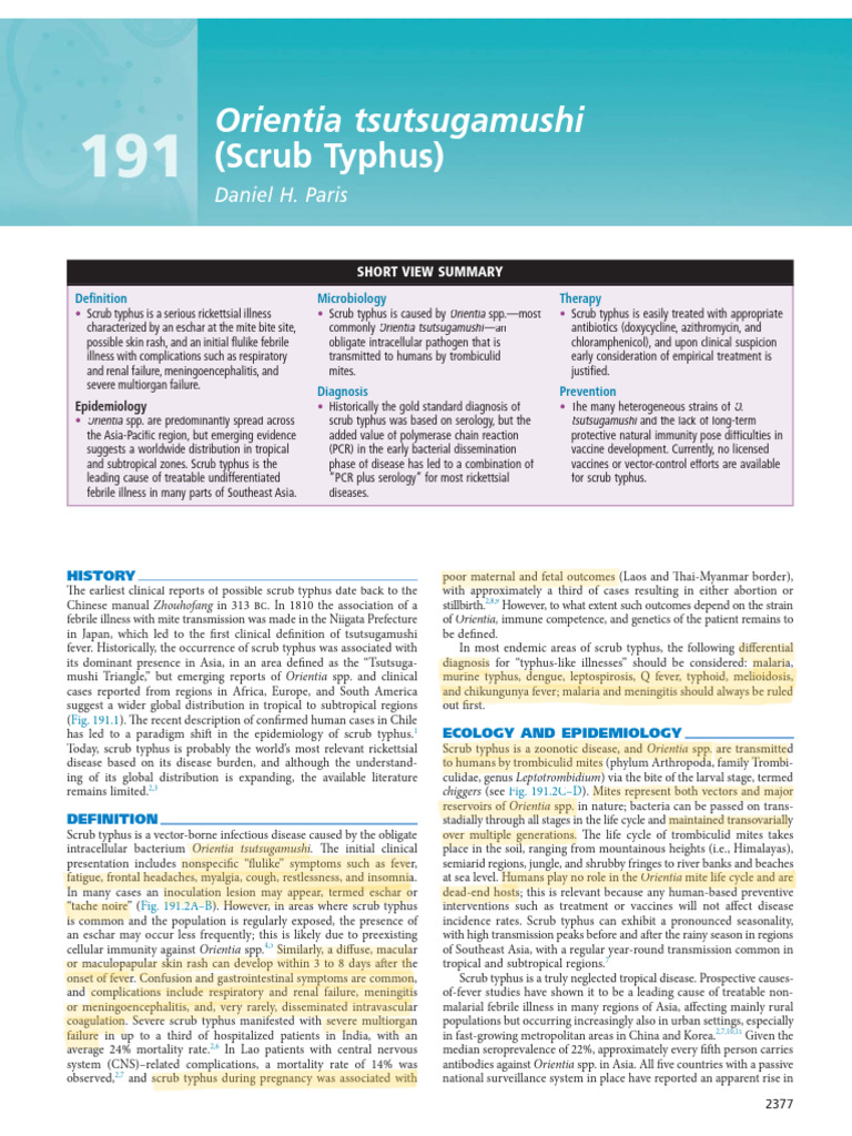Scrub Typhus: Overview and Insights | PDF | Immunology | Medical ...