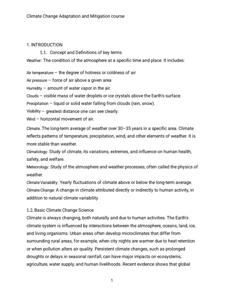 Climate Change Adaptation, Mitigation-Latest-2 | PDF | Climate Change ...
