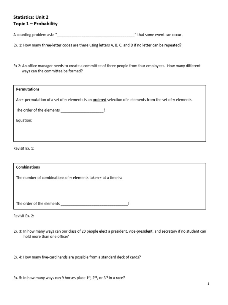 Probability Packet 2024-2025 | PDF