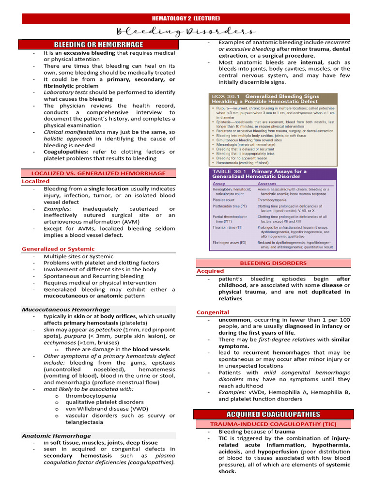 Understanding Bleeding Disorders in Hematology | PDF | Thrombosis ...