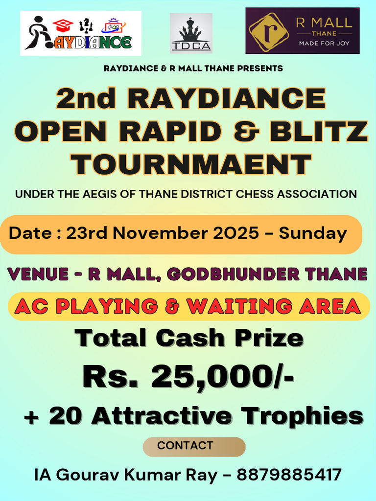 23rd November R Mall Open Rapid & Blitz | PDF | Game Rules | Individual Sports