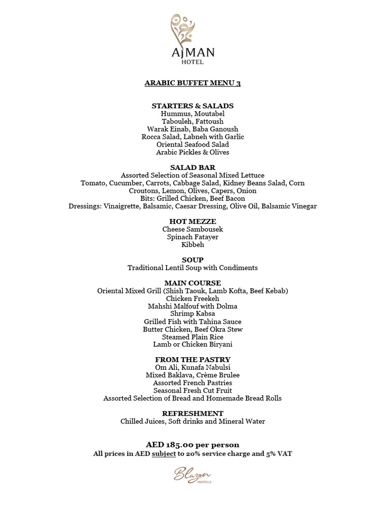 Arabic Buffet Menu 3 - 90 | PDF