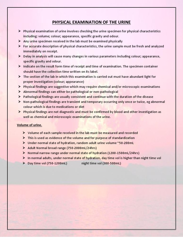 Physical Examination Of The Urine