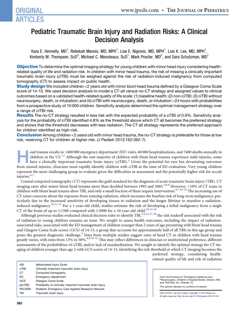 Pediatric Radiation Risks | PDF | Traumatic Brain Injury | Ct Scan