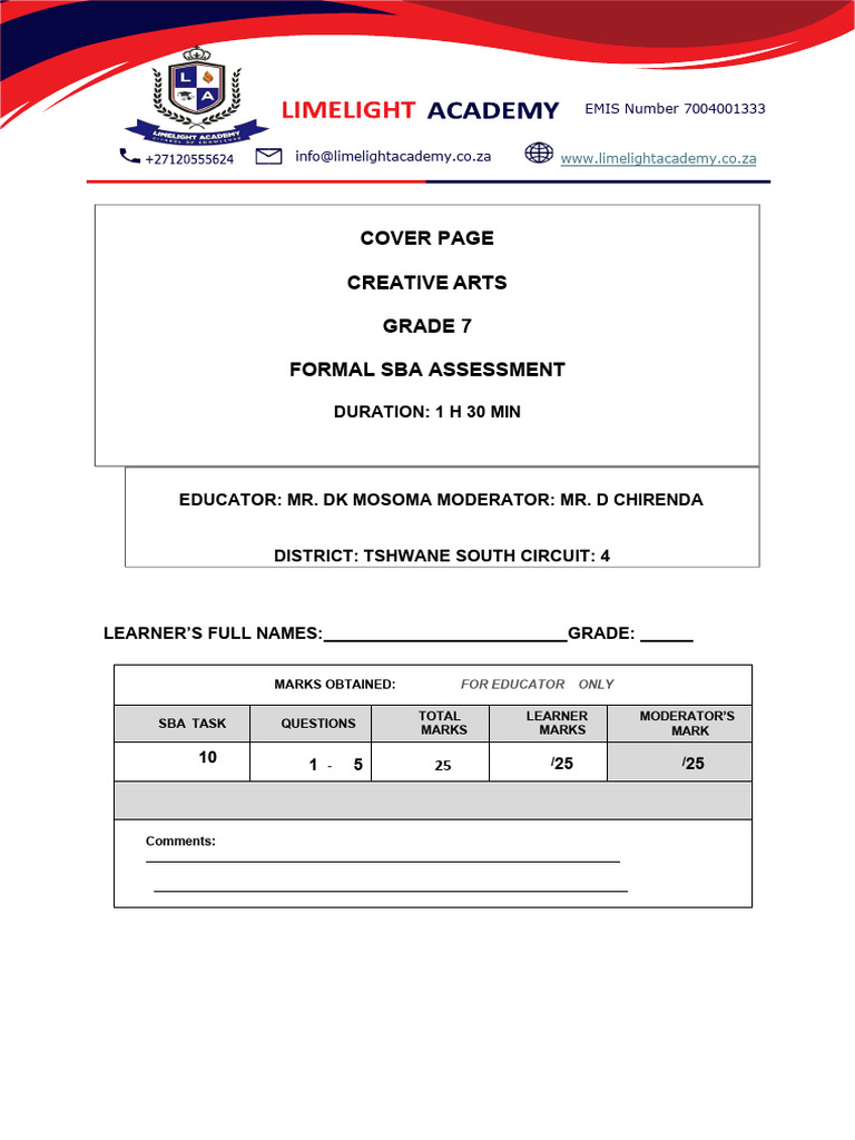 GR7 CA VISUAL ART EXAM | PDF