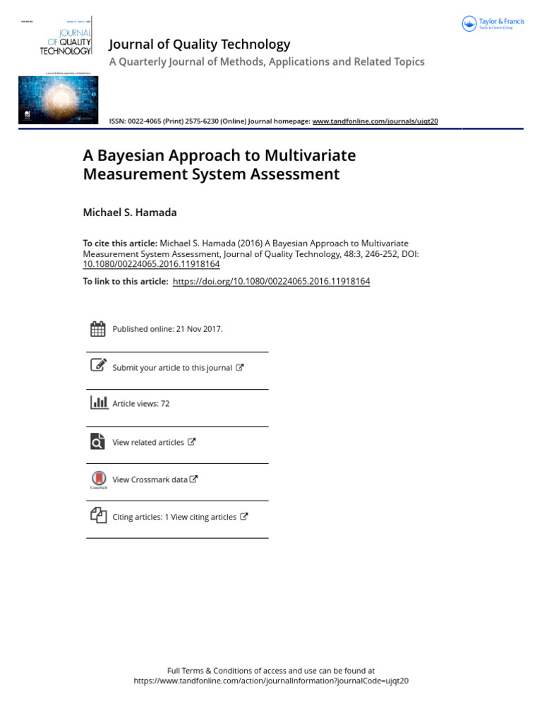 A Bayesian Approach To Multivariate Measurement System Assessment | PDF ...