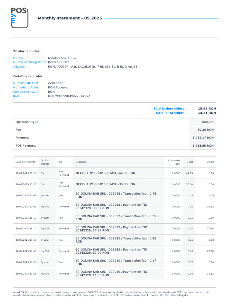 monthly_statement_49091994_15.10.2025 | PDF | Money | Personal Finance