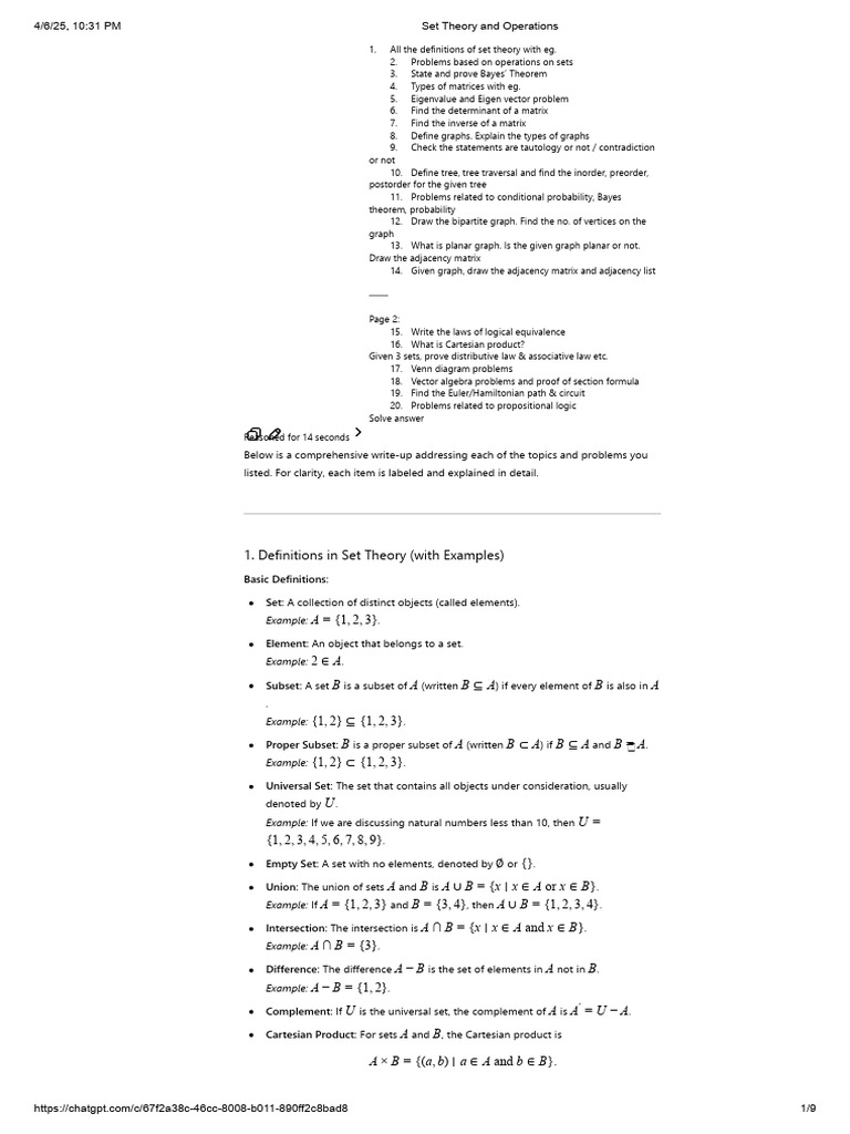 Set Theory and Operationsnmnm | PDF | Set (Mathematics) | Eigenvalues ...