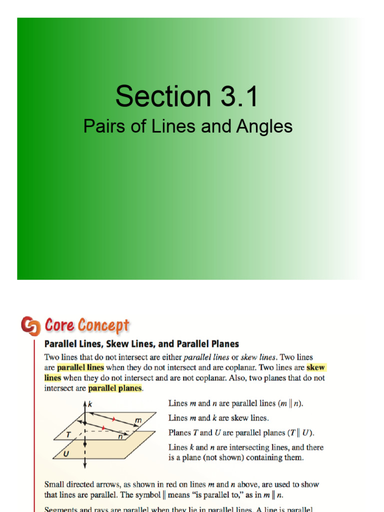 3.1 Pairs of Angles Notes | PDF