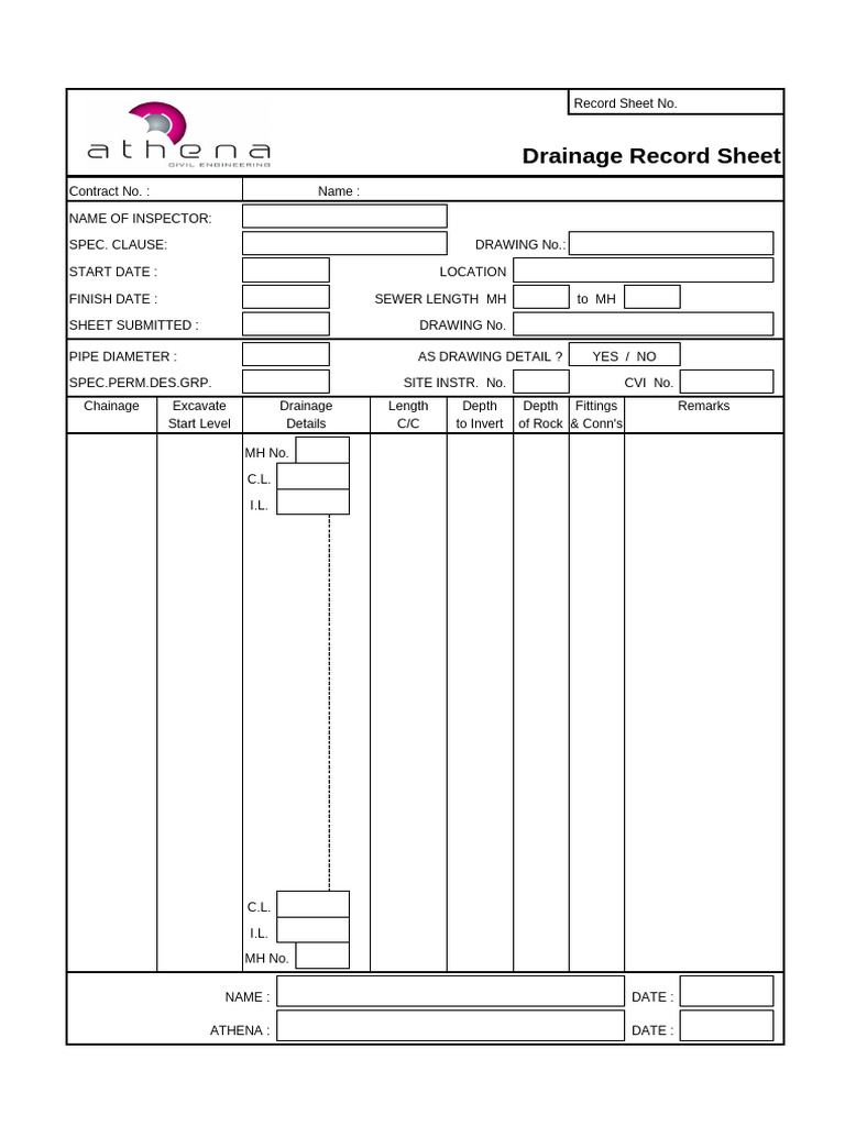 10) Drainage Record Sheet | PDF