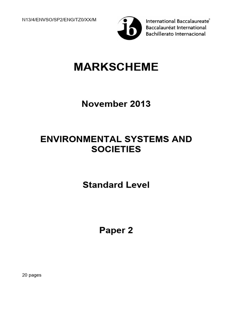 Environmental Systems and Societies Markscheme | PDF ...