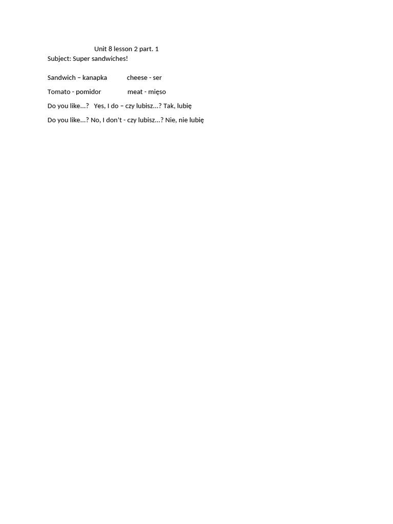 Unit 8 Lesson 2 Cz. 1 | PDF