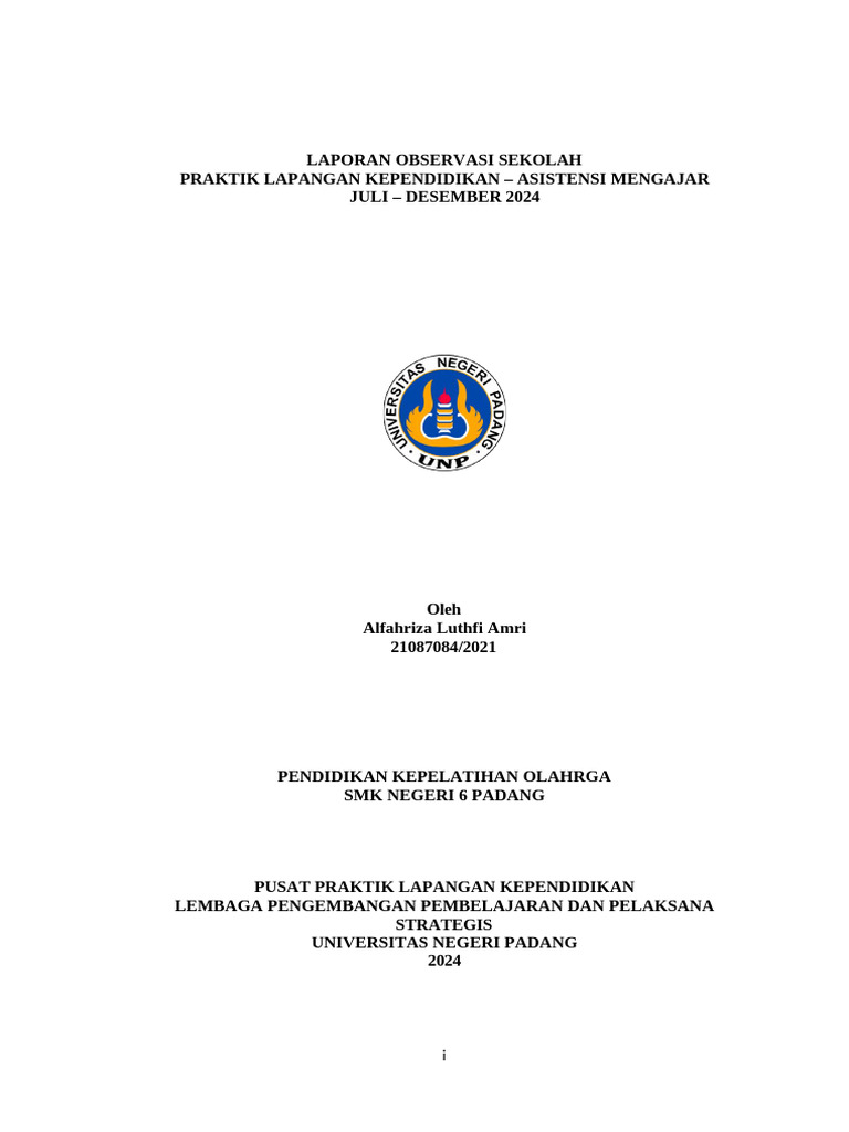 Laporan Observasi - Alfahriza Luthfi Amri - Fik - Unp | PDF