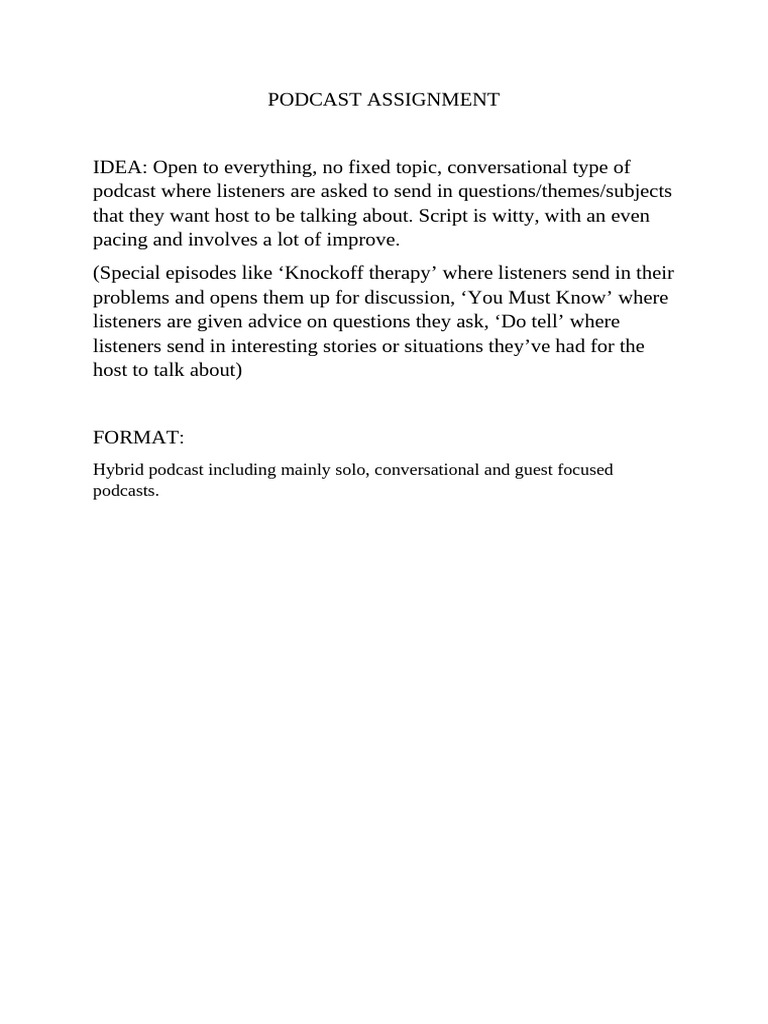 Sarjana.c Podcast Assignment | PDF