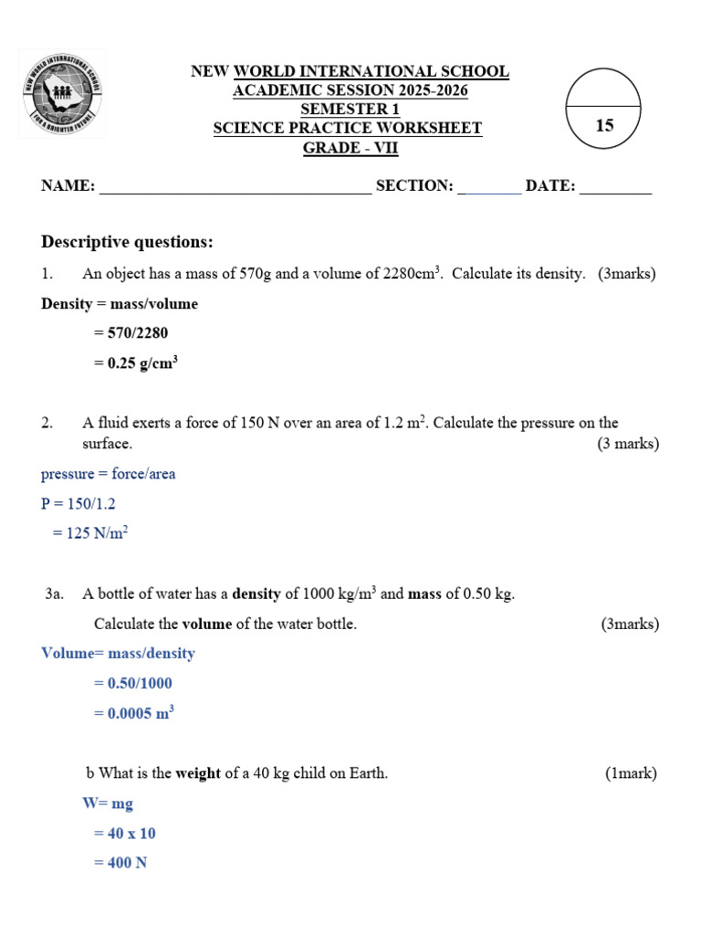 Force Worksheet | PDF