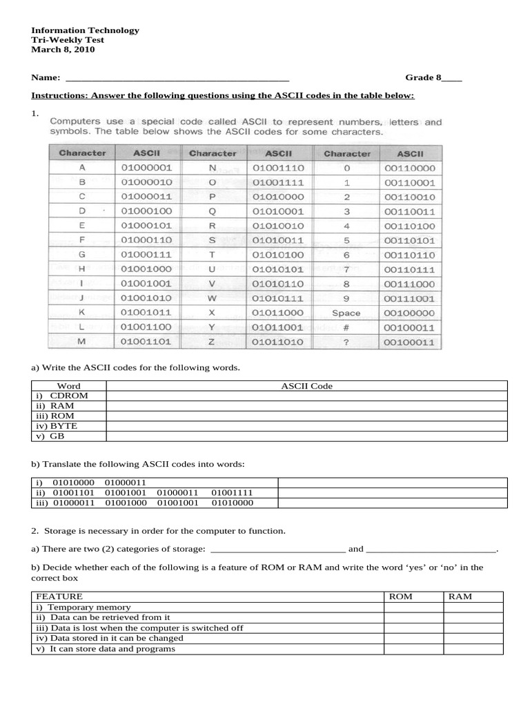 Information Technology MarchGrade8 | PDF