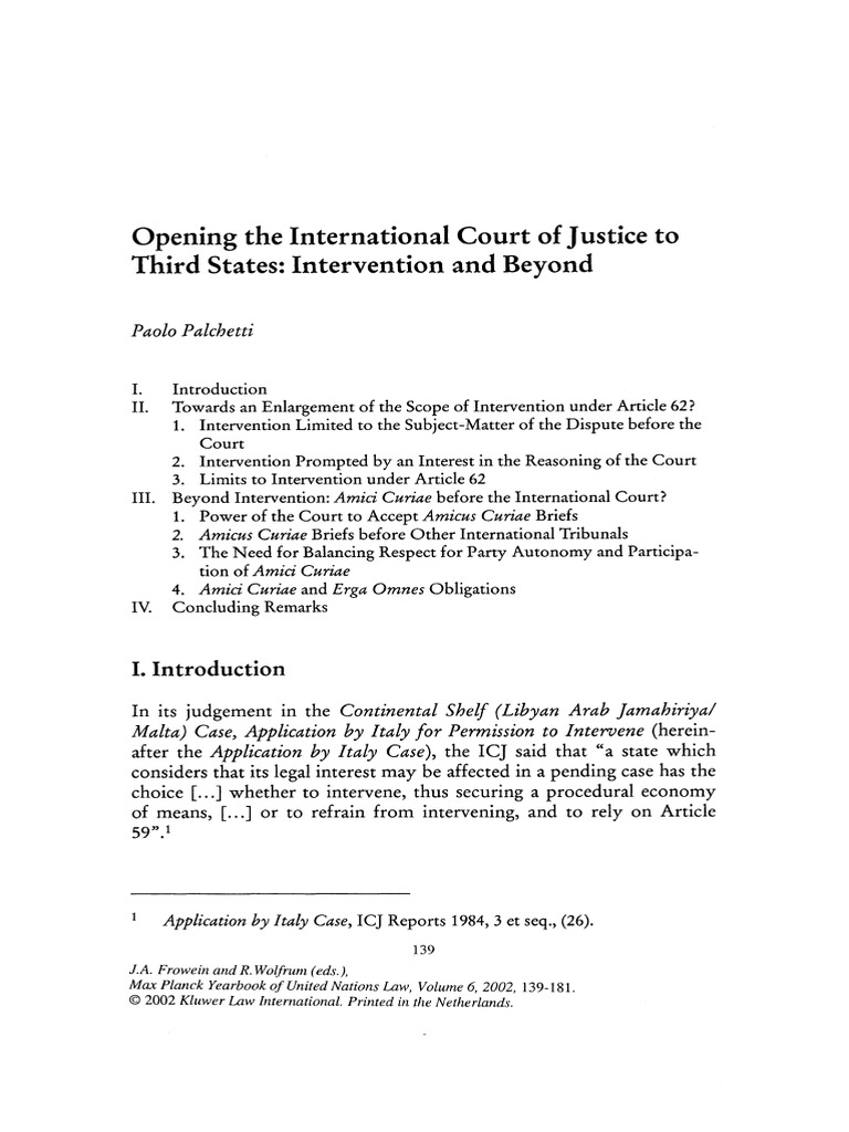 Third States' Intervention in ICJ Cases | PDF | Judgment (Law ...