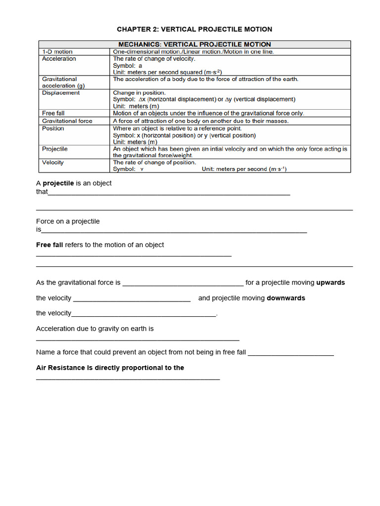 Chapter 2 Vertical Projectile Motion | PDF