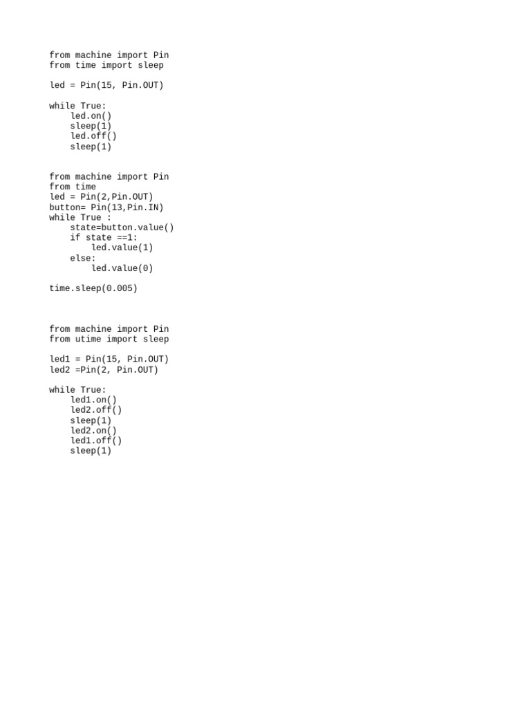 3 Basic Codes for Micropython Self Learning | PDF