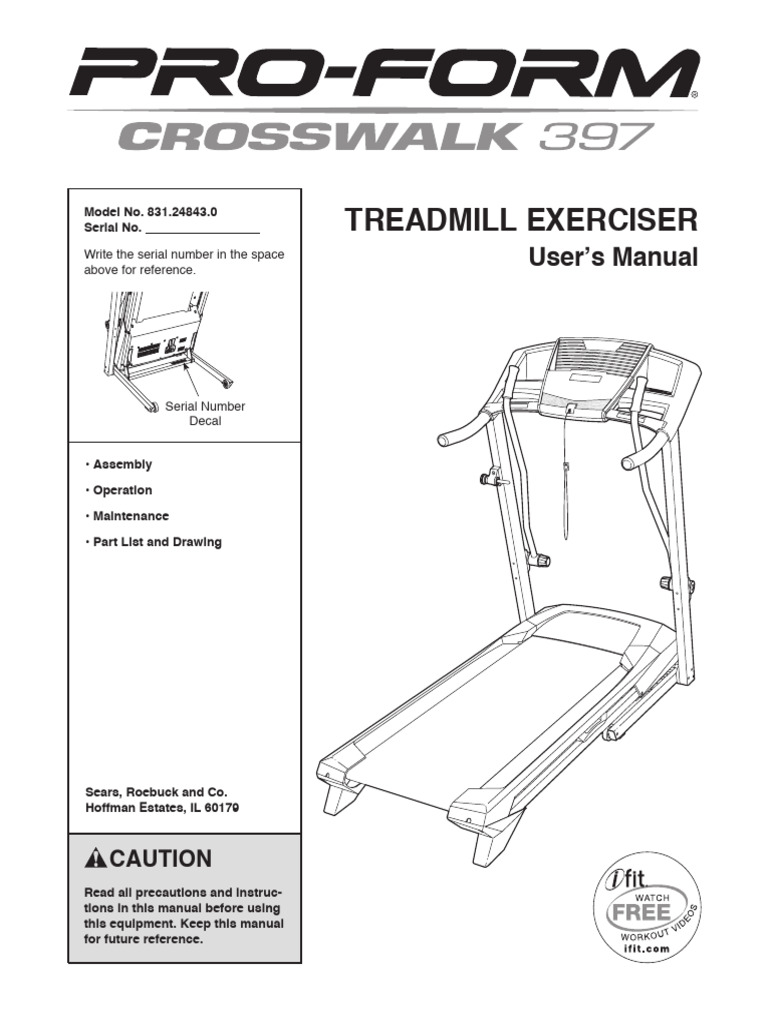 ProForm Crosswalk 397 Treadmill Manual | PDF | Electrical Connector ...
