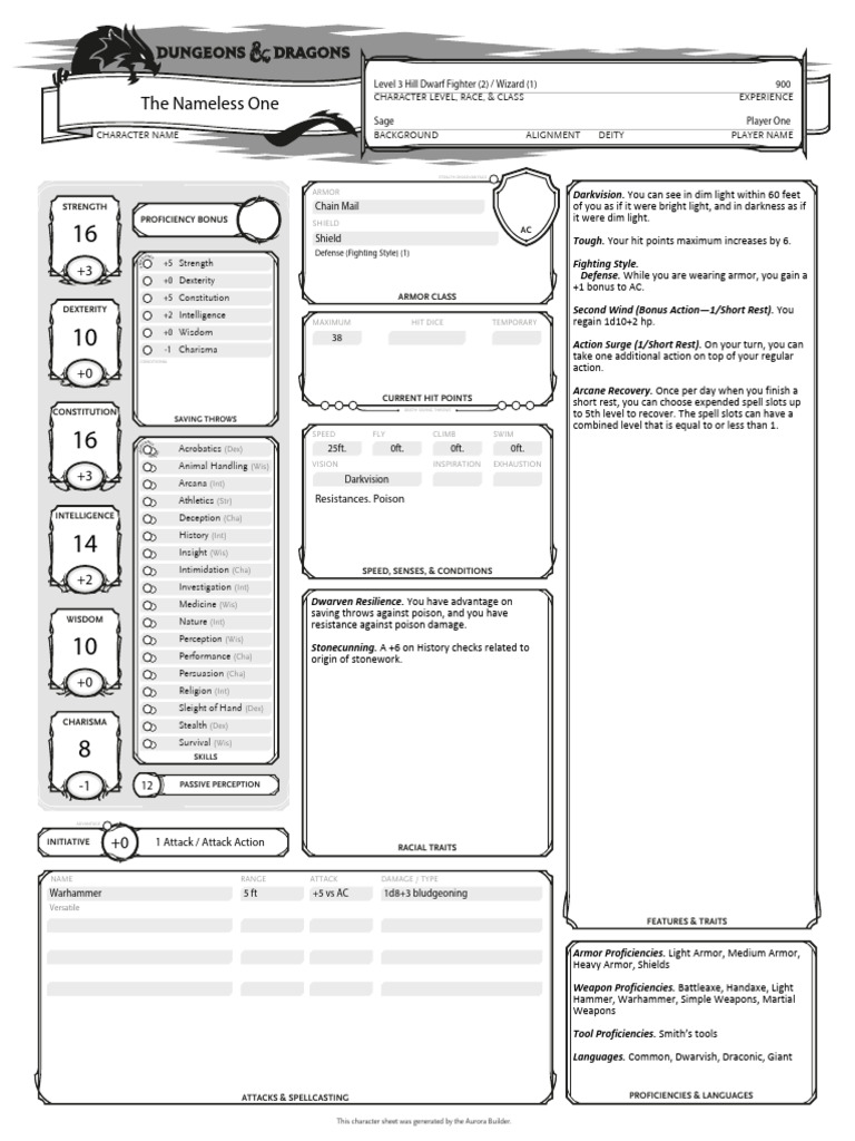 The Nameless One | PDF | Dungeons & Dragons