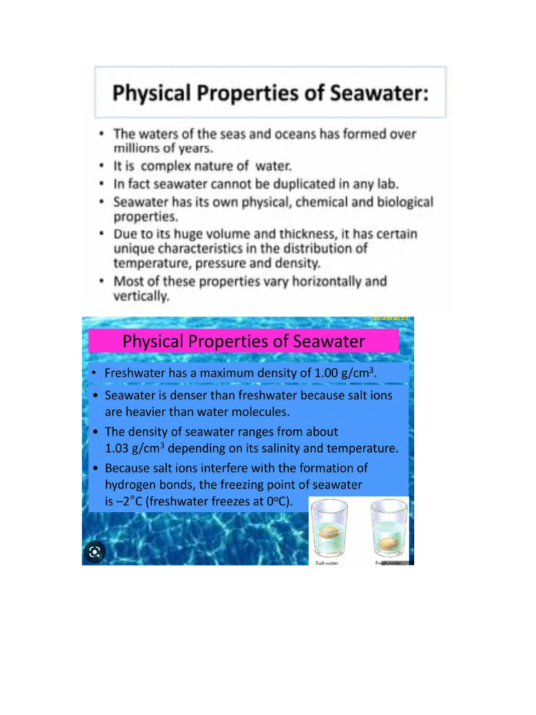 Physical and Chemical Properties of Sea Water | PDF