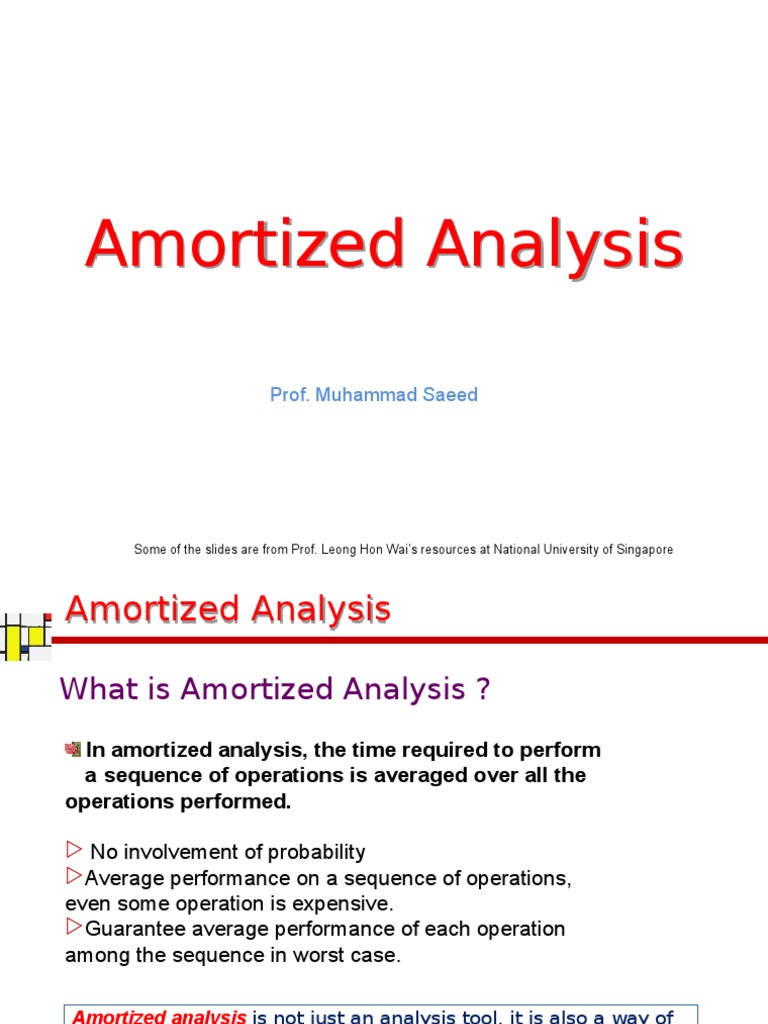 Amortized Analysis: Prof. Muhammad Saeed | PDF | Algorithms And Data Structures | Theory Of ...