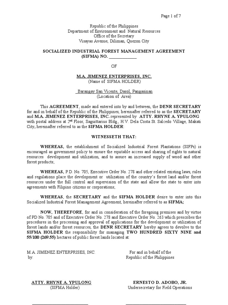 Sifma Agreement | Forests | Justice