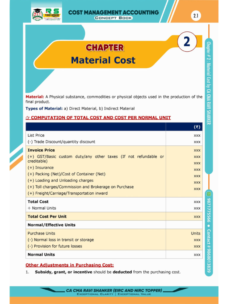 New Costing Summary(s) | PDF