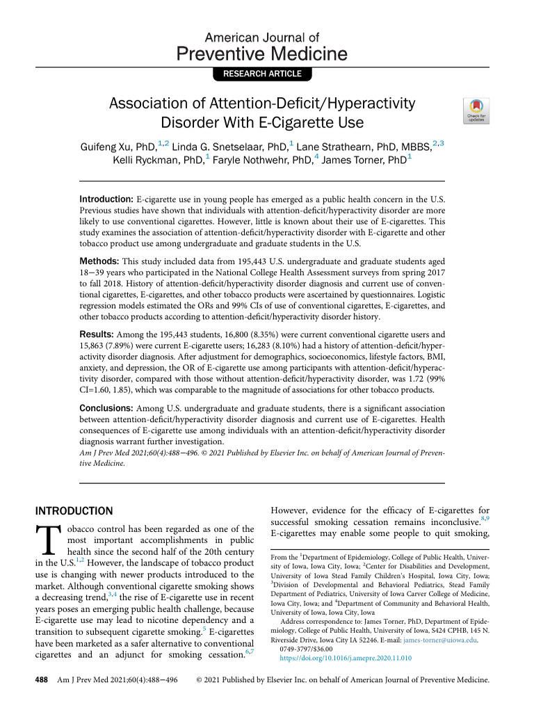 Associação de Transtorno de Déficit de Atenção e Hiperatividade Com Uso ...